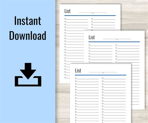 Printable Blank List 2 Column Checklist Simple List Form Etsy