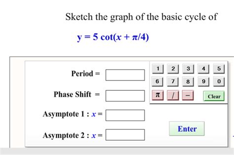 Solved Sketch The Graph Of The Basic Cycle Of Y 5 Cotx
