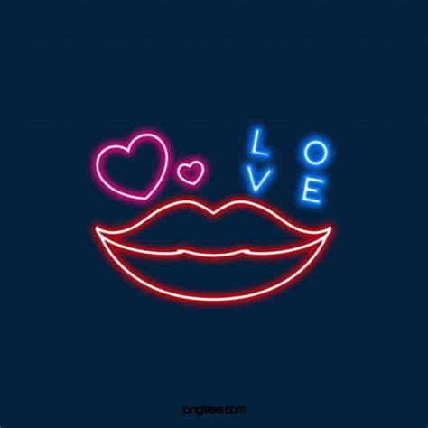 발렌타인 네온 일러스트 입술 입술 클립 아트 발렌타인 데이 입술 Png 일러스트 및 Psd 이미지 무료 다운로드
