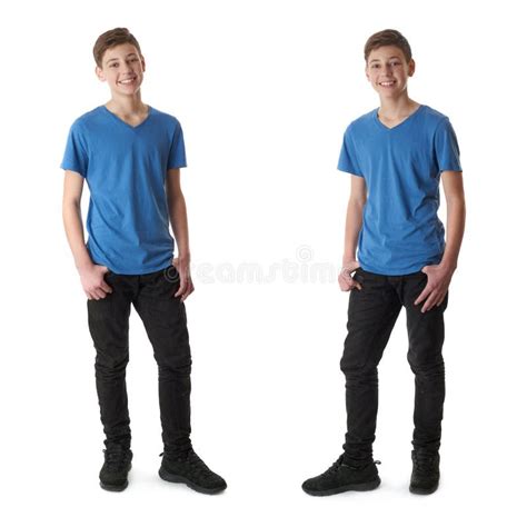 Menino Bonito Do Adolescente Sobre O Fundo Branco Imagem De Stock