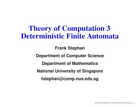 Pdf Theory Of Computation 3 Deterministic Finite Automatafstephan