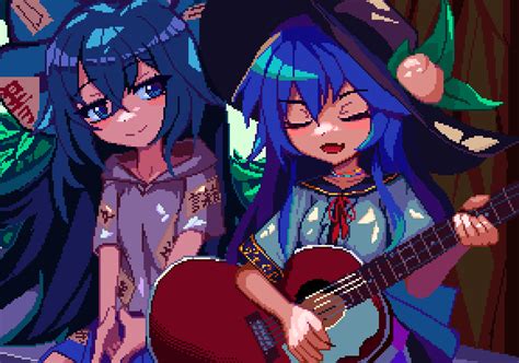 Hinanawi Tenshi And Yorigami Shion Touhou Drawn By Brodallpixel