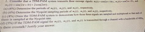Solved 1 Consider That A Tdm Pam System Transmits Three