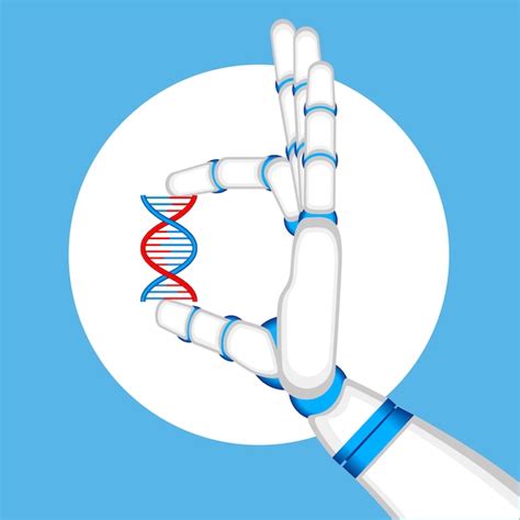Premium Vector Genetic Engineering Concept With Robot Hand