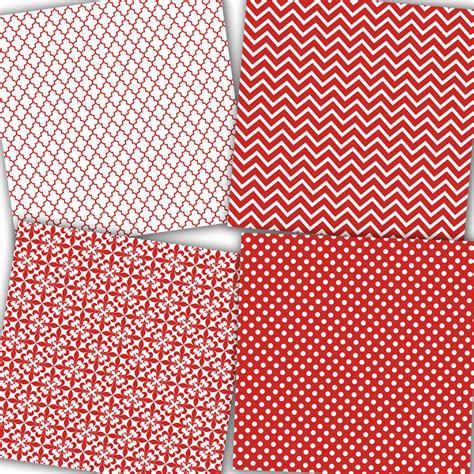 Red Digital Paper Red Patterns Christmas Red Etsy