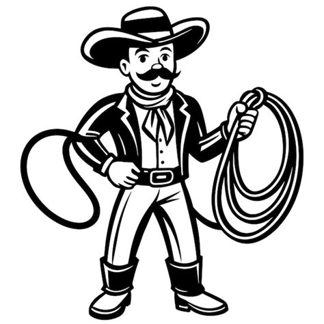 A Cartoon Of A Cowboy Holding A Hose And A Lasso Premium Ai Generated