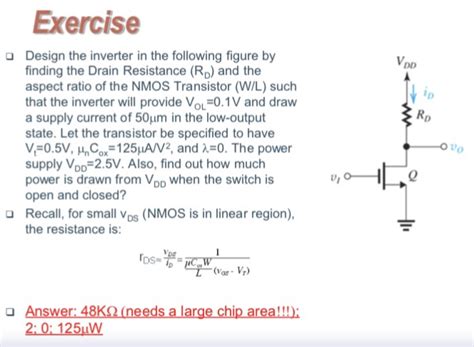 Solved Exercise Design The Inverter In The Following Figure