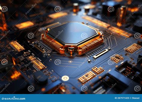 Futuristic Future Motherboard Design With Cpu Socket Microchips