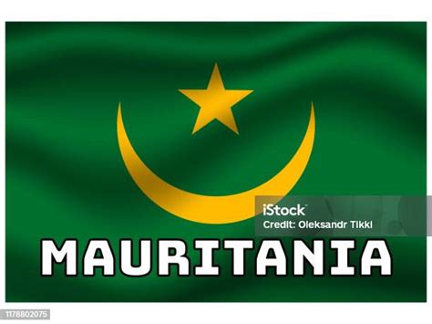 흔들기와 그림자 효과와 국가의 이름 모리타니 국기 원래 색상과 비율 벡터 일러스트레이션을 참조하십시오 국가 지리적 지역에 대한 스톡 벡터 아트 및 기타 이미지 Istock