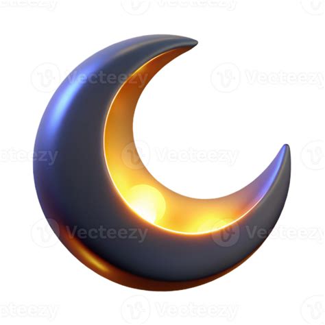 Extraordinary Traditional Glowing Crescent Moon 3d Render Detailed 56563240 Png