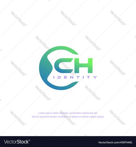 Ch Initial Letter Circular Line Logo Template Vector Image