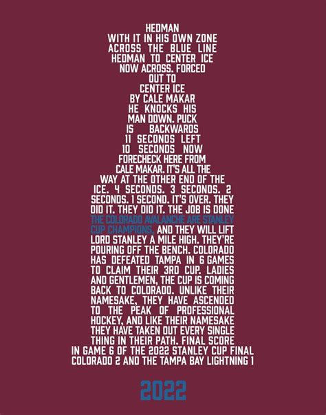 Colorado Avalanche 2022 Stanley Cup Print Etsy In 2022 Colorado