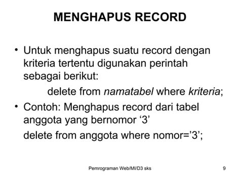 materi pemrogwaman web tentang php mysql ppt