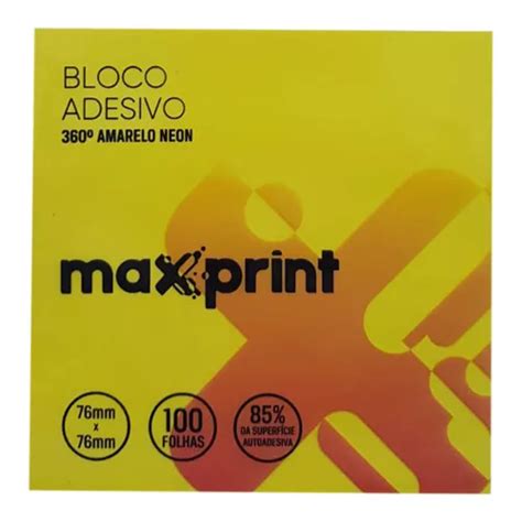 Bloco De Recado Autoadesivo Cores Neon X Maxprint Cor Amarelo Folhas
