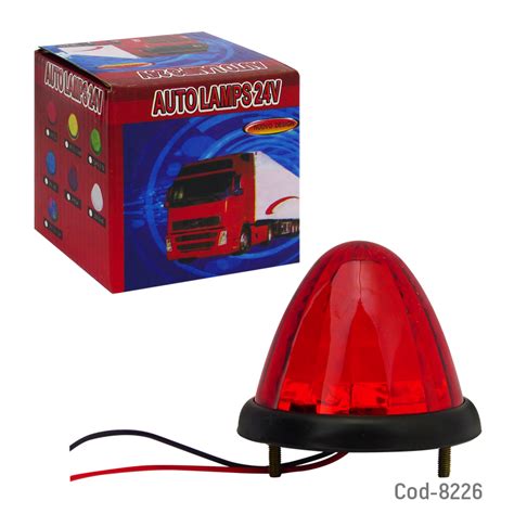 Kolm Luz LED Lateral Para Camion X 1 24 Volt Tipo Domo En Ambar Y Rojo