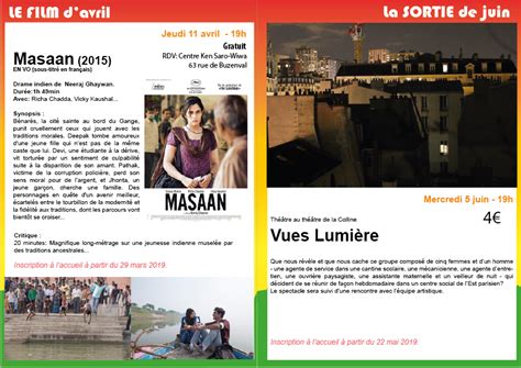 Programme Culture Avril Mai Juin Centre Socioculturel