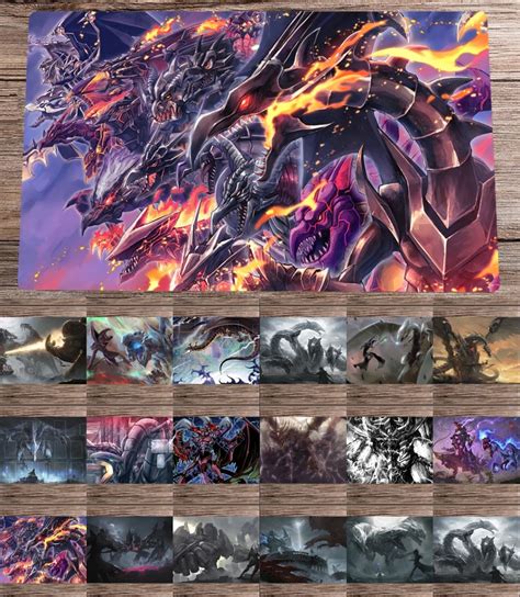Yugioh 레드 아이즈 플레이매트 블랙 드래곤 And 얼티밋 컨덕터 티라노 Tcg Ccg 몬스터 트레이딩 카드 게임 매트