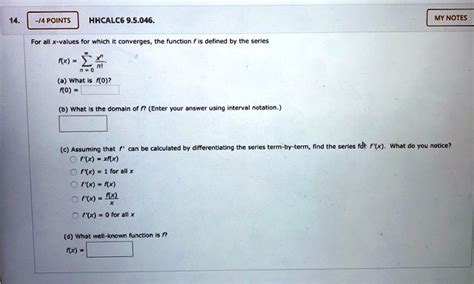 Solved Hhcalc6 95046 My Notes For All X Values For Which Converges