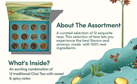 Vahdam Chai Tea Sampler Loose Leaf Tea T Set 12 Unique Flavors
