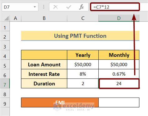 How To Calculate The Emi In Excel 2 Methods Exceldemy