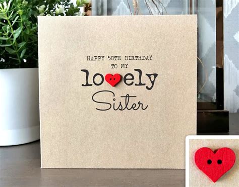 Sister 50th Birthday Card Handmade 50th Birthday Card For Etsy Uk
