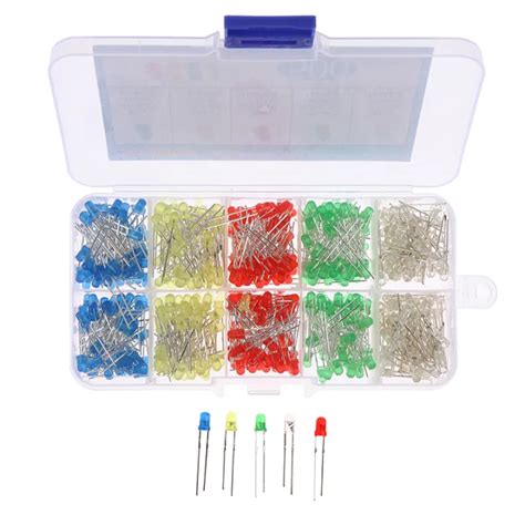 3mm Led Light Emitting Diode Kit 5 100pcs 500pcs Mixed Color Diode