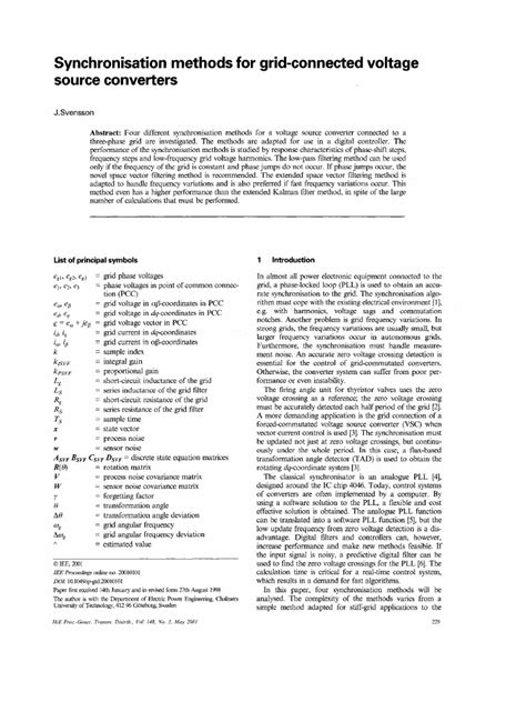 Synchronization Methods Pdf Electrical Grid Low Pass Filter