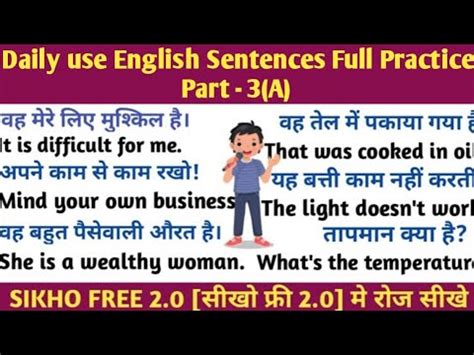 Full Practice Daily Sentences Hindi To English Learn Part 3 A