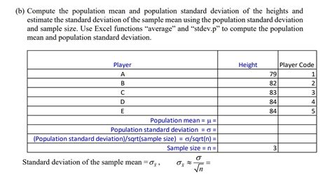 SOLVED B Compute The Population Mean And Population Standard