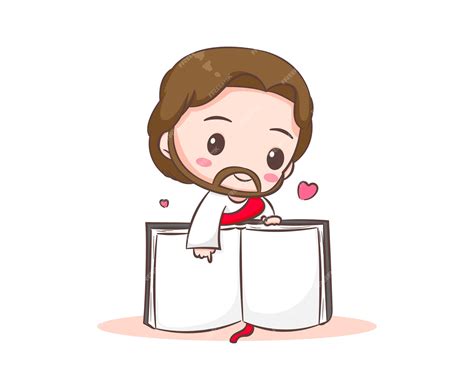 Bonito Jesus Cristo Apontando O Personagem De Desenho Animado Da Bíblia