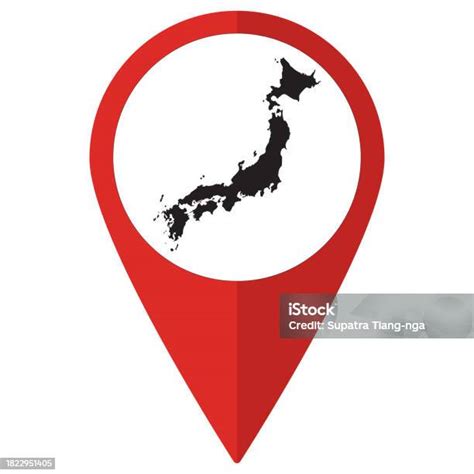 빨간색 포인터 또는 일본 지도가 있는 핀 위치입니다 일본 지도 0명에 대한 스톡 벡터 아트 및 기타 이미지 0명 검은색