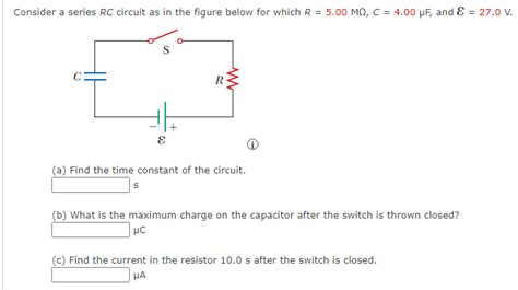 Solved Consider A Series RC Circuit As In The Figure Below Chegg Com