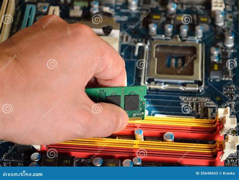 Installing RAM Computer Memory Stock Image Image Of Hardware Hand