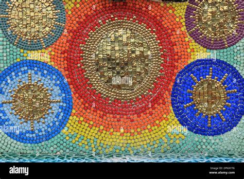 Abstract Art Background Image Of Glass Mosaic Tile Installation