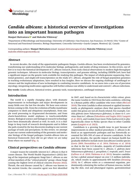 Candida Albicans A Historical Overview Of Investigations Into An