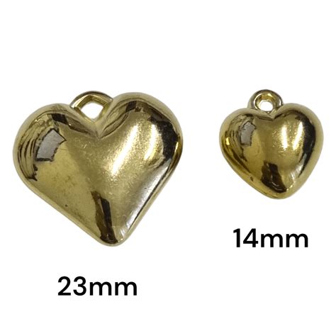 PINGENTE ABS CORAÇÃO LISO DOURADO TAMANHOS BIJUNIOR BR
