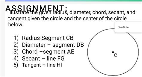 Assignment Illustrate The Given Radius Diameter Chord Secant And