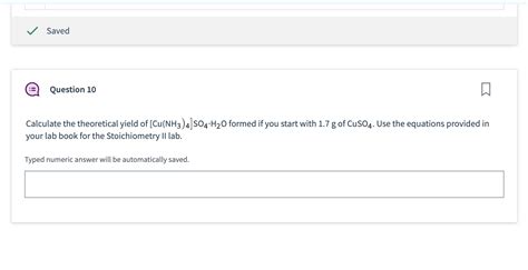 Solved Saved Question Calculate The Theoretical Yield Of Chegg