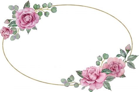 Quadro De Rosas Cor De Rosa Quadro De Aquarela Floral Oval Desenhados