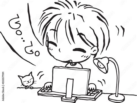 Office Boy Cartoon Doodle Kawaii Anime Coloring Page