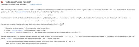 Solved Finding An Inverse Function 2 Solutions Submitted