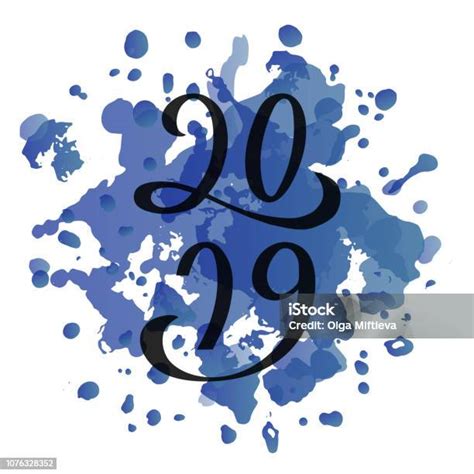 벡터 일러스트 2019 타이 포 그래피 포스터 전단지 배너 인사말 카드 또는 엽서에 대 한 2019년에 대한 스톡 벡터 아트 및