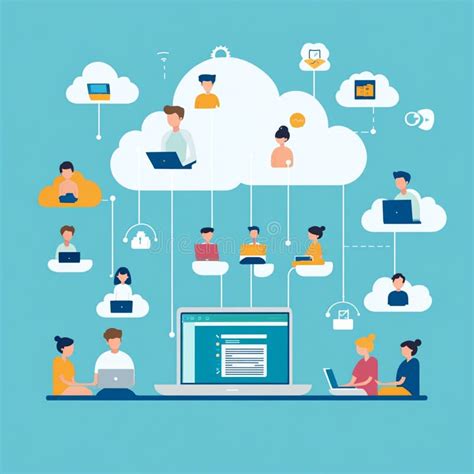 Global Team Collaboration Cloud Computing Network Digital Teamwork