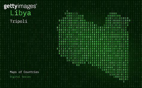 libya map shown in binary code pattern matrix numbers zero one