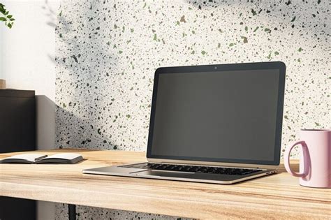 Premium Photo Perspective View On Blank Dark Modern Laptop Monitor