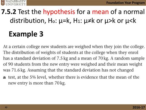 Confidence Interval And Hypothesis Testing For Population Mean µ When Is Known And N Large