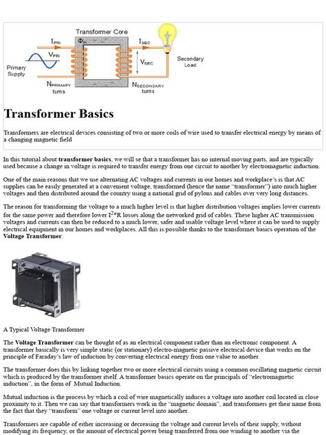 Transformer Basics And Transformer Principles Pdf Transformer