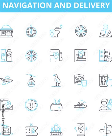 Navigation And Delivery Vector Line Icons Set Navigation Delivery Tracking Fleet Logistics