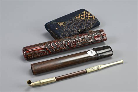 Japanese Meiji Pipe Case Kiseruzutsu Tobacco Pouch Tobako Ire And