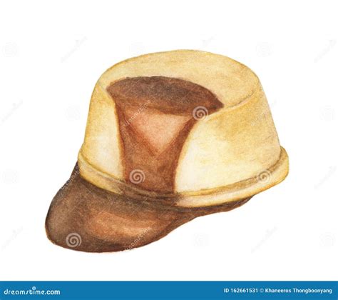 Custard Pudding With Caramel Glaze Isolation On White Background
